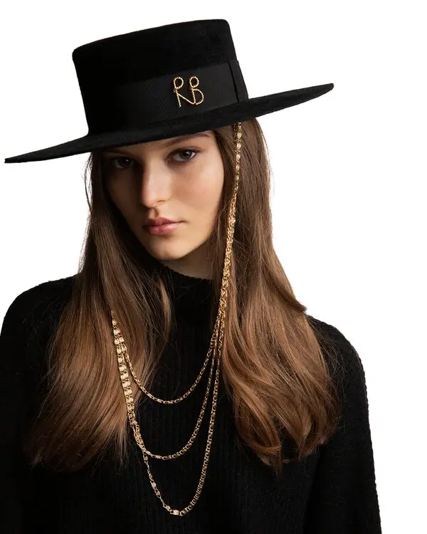 Ruslan Baginskiy Monogram Embellished Canotier Hat