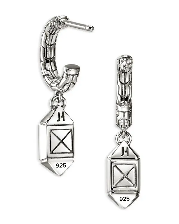 John Hardy Sterling Icon Diamond Pyramid Cluster Drop Earrings