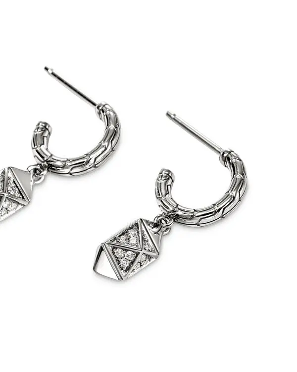 John Hardy Sterling Icon Diamond Pyramid Cluster Drop Earrings