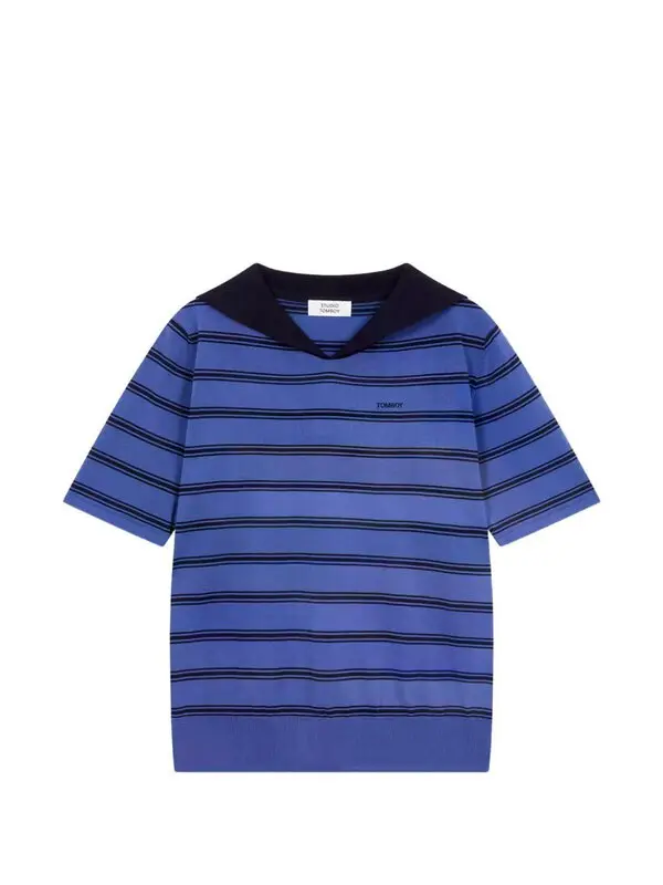 STUDIO TOMBOY Striped Sailor-collar T-shirt - Blue