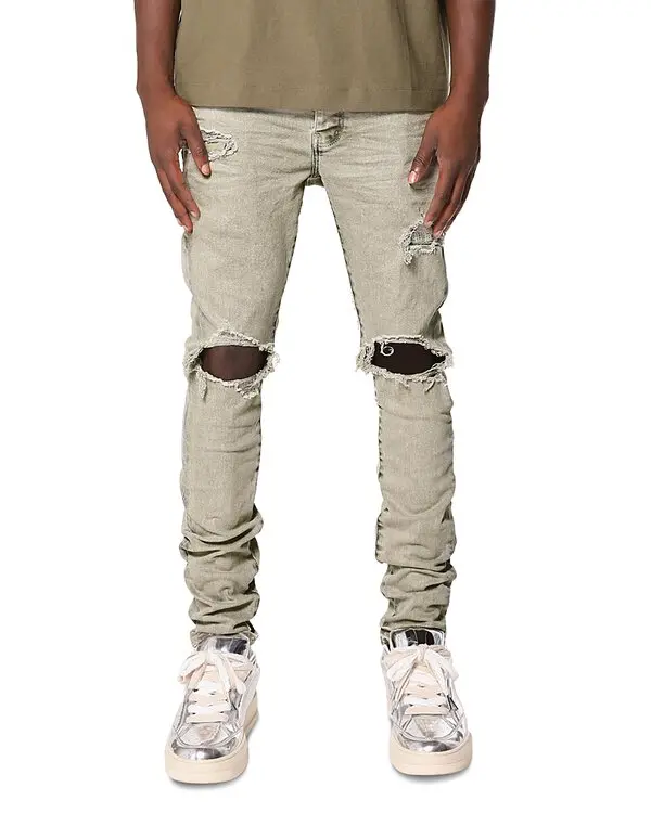 PURPLE BRAND Skinny Fit Distressed Jeans - Green