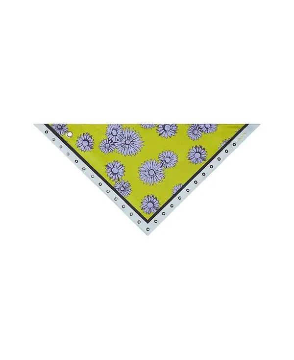 LANVIN Silk Triangle Scarf With Marguerite Motifs - Absinth/lilac