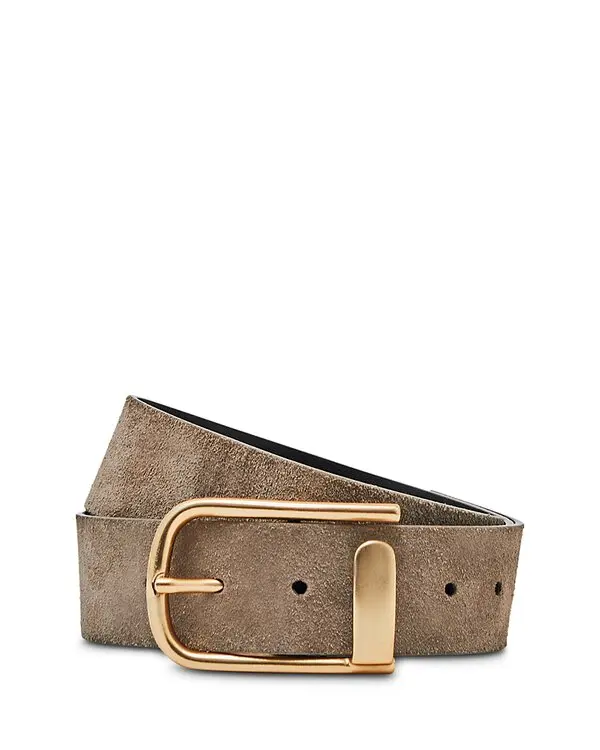 REISS Iyla Half Keeper Suede Belt - Grey