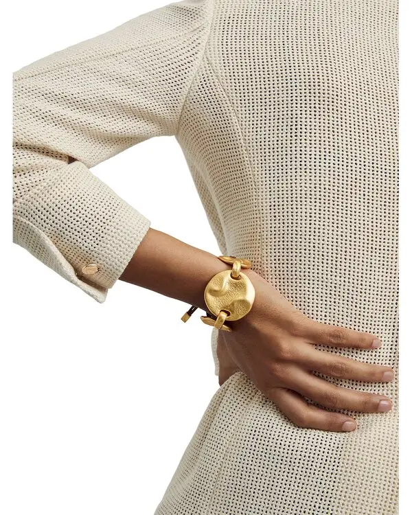 REISS Ona Sculptural Disc Slider Bracelet - Gold