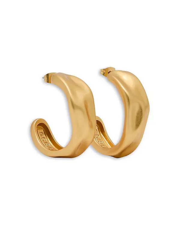 REISS Halle Hammered C Hoop Earrings - Gold