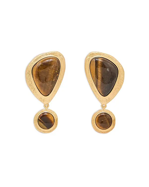 REISS Tori Tumbled Stone Drop Earrings - Gold