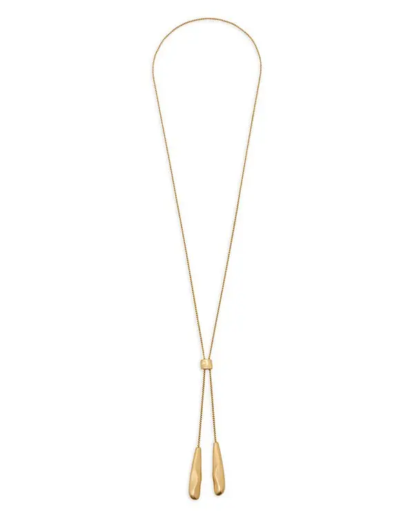 REISS Tova Sculptural Nugget Lariat Necklace - Gold Tone