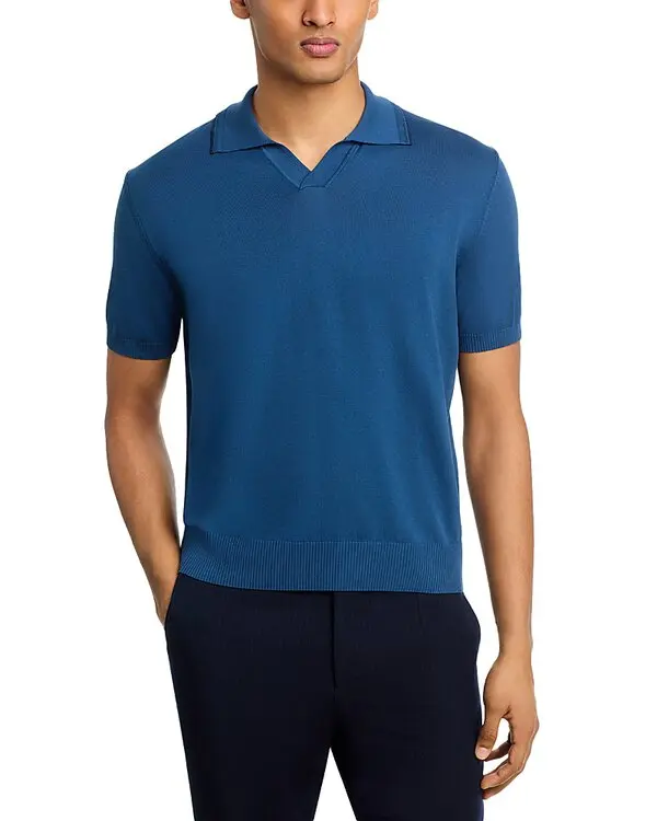 Canali Johnny Collar Cotton Polo Shirt - Blue