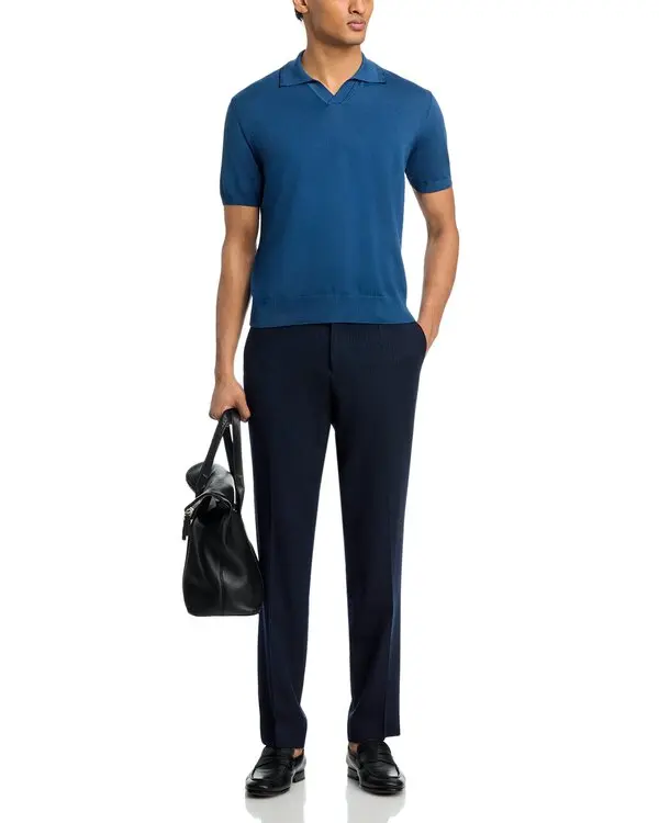 Canali Johnny Collar Cotton Polo Shirt - Blue