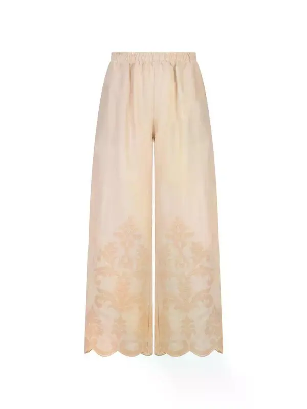 Kiton Embroidered Palazzo Pants - Neutrals