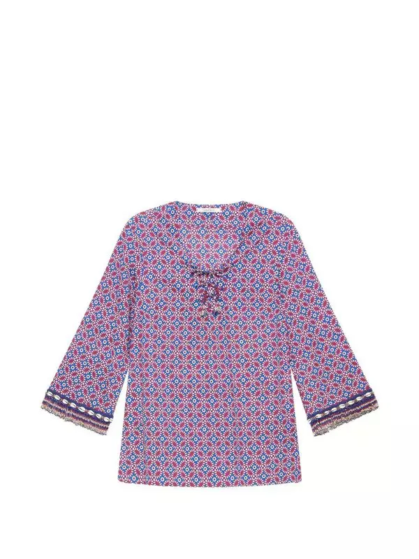 Malìparmi Bead-embellished Geometric-print Tunic - Purple