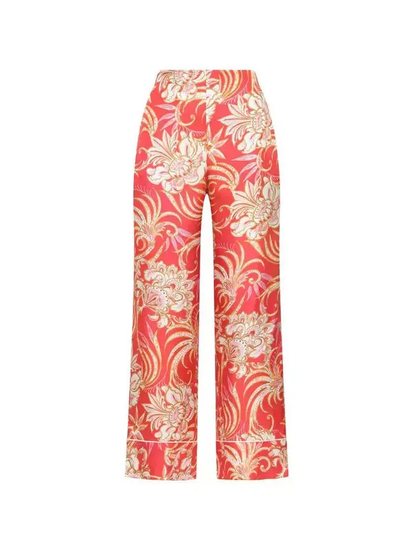 Malìparmi Floral-print Silk Trousers - Red