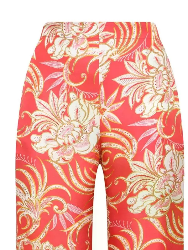 Malìparmi Floral-print Silk Trousers - Red