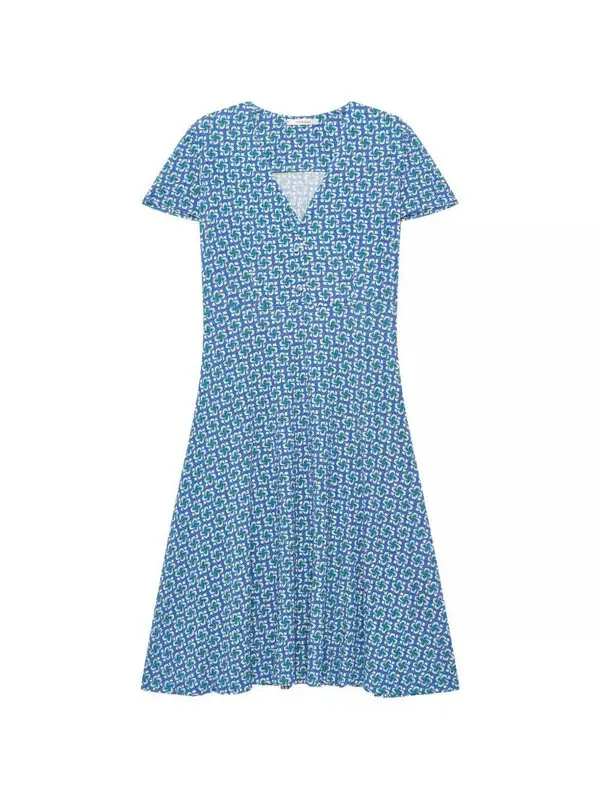 Malìparmi Geometric-print Godet Dress - Blue