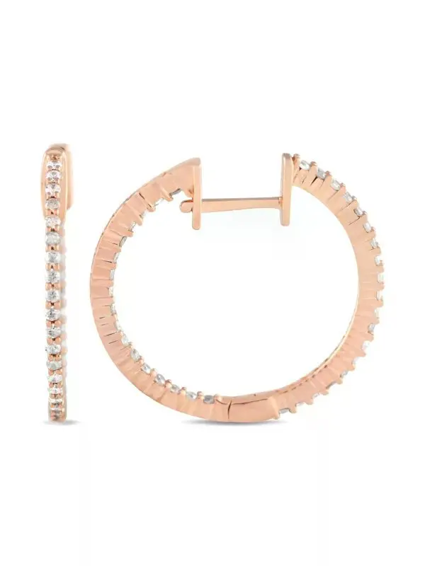 LB EXCLUSIVE 14k Rose Gold Diamond Hoop Earrings