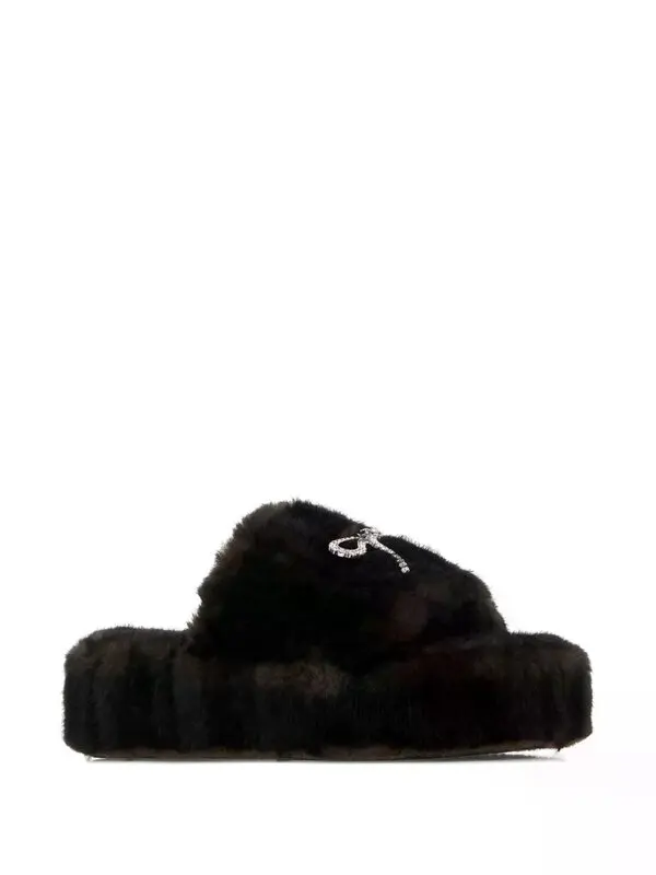 Balenciaga Crystal-embellished Platform Slippers - Brown