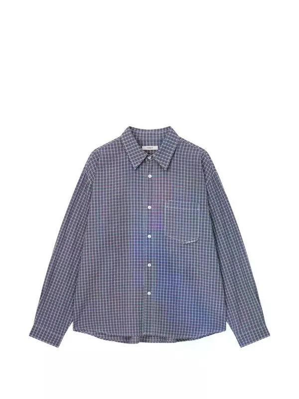 STUDIO TOMBOY Checkered Chest-pocket Shirt - Blue