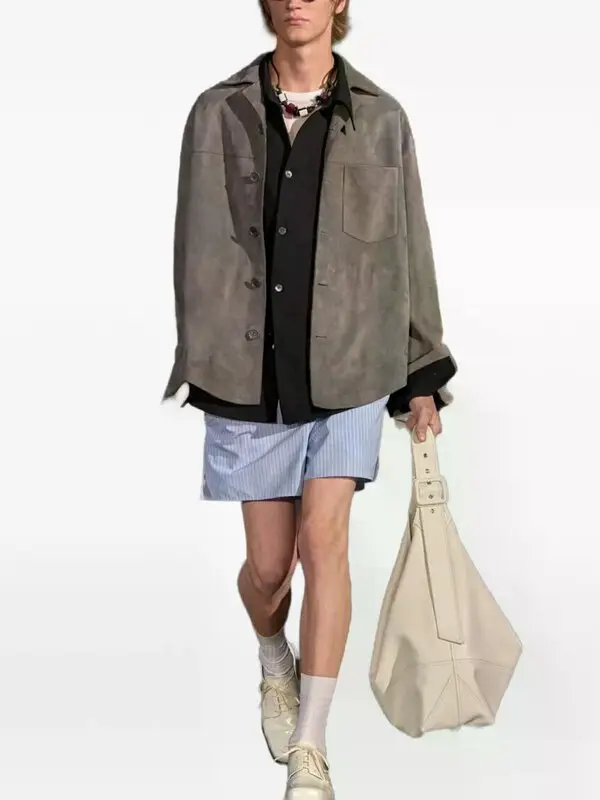 AMI Paris Suede-finish Button-up Jacket