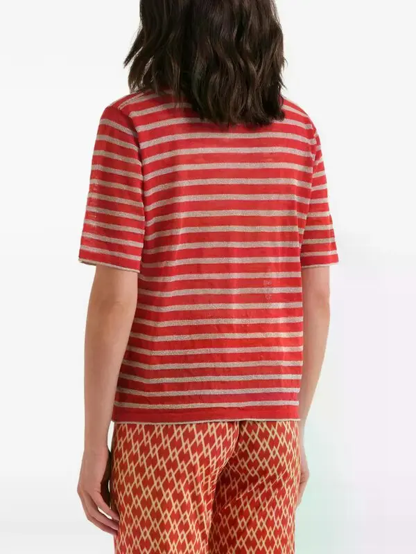 Malìparmi Striped Metallic-thread T-shirt - Red