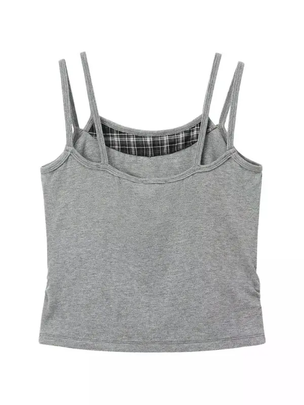 Izzue Heart-plaque Layered Top - Grey