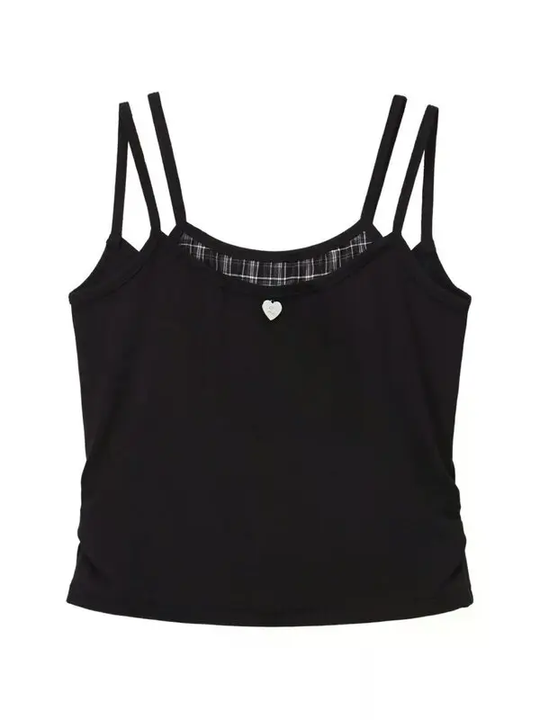 Izzue Double-strap Top With Logo Plaque - Black