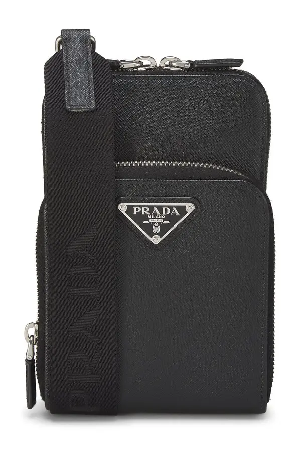Prada Saffiano Leather Phone Bag - Black
