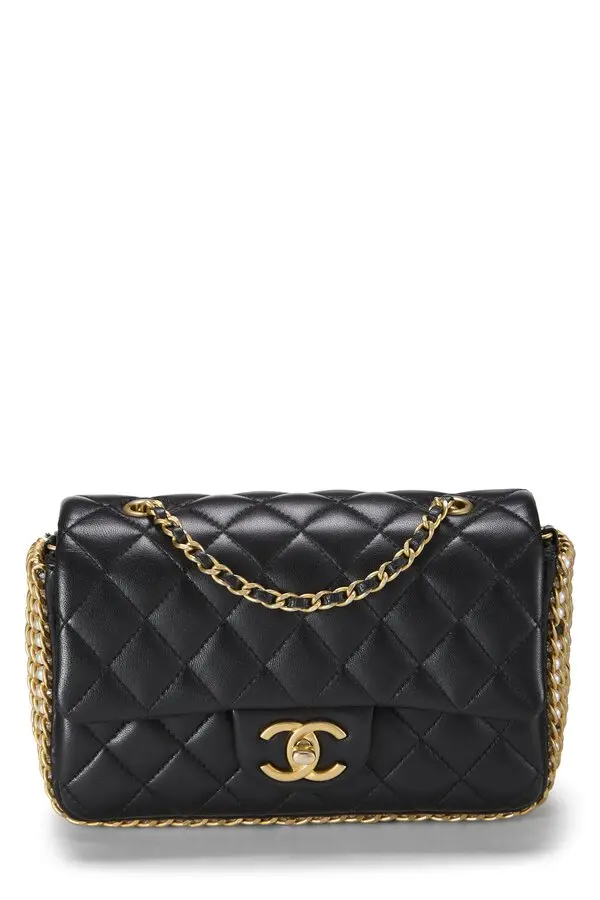 Chanel Lambskin River Of Pearls Flap Bag - Black