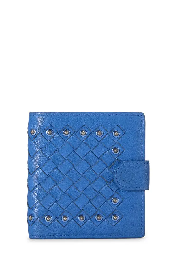 Bottega Veneta Intrecciato Studded Compact Wallet - Blue