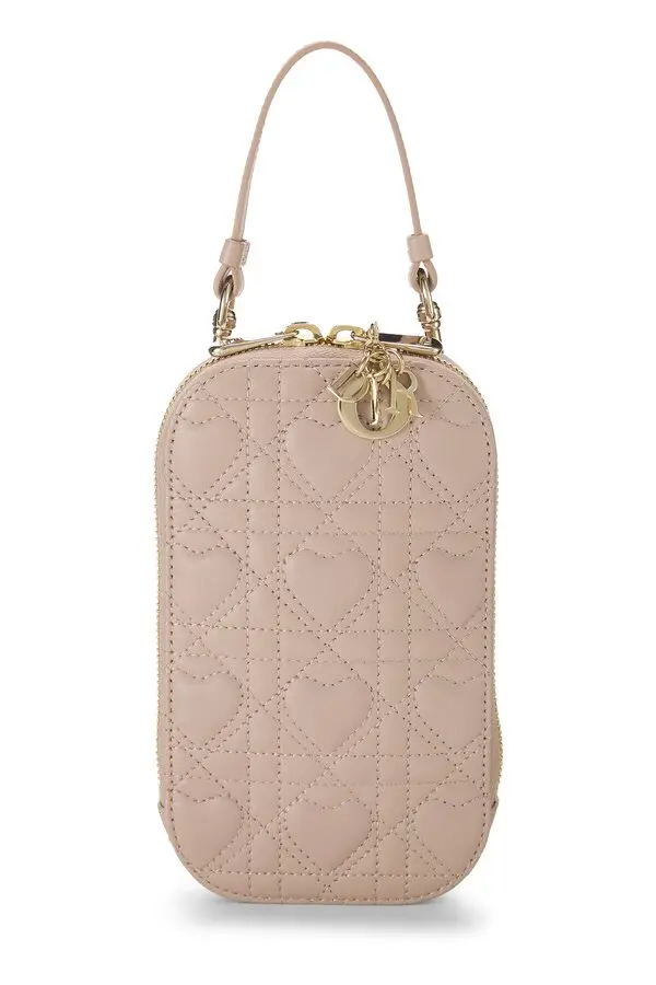 Dior Cannage Quilted Lambskin Lady Call'in Phone Holder - Pink