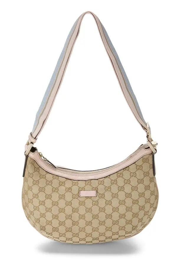 Gucci Original Gg Canvas Web Round Messenger Bag - Pink