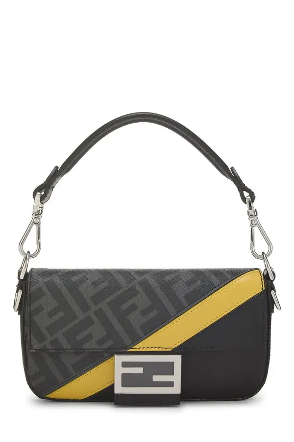 Fendi Zucca Coated Canvas Convertible Baguette - Black