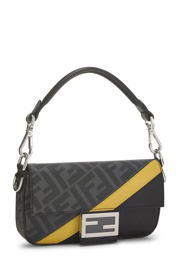 Fendi Zucca Coated Canvas Convertible Baguette - Black