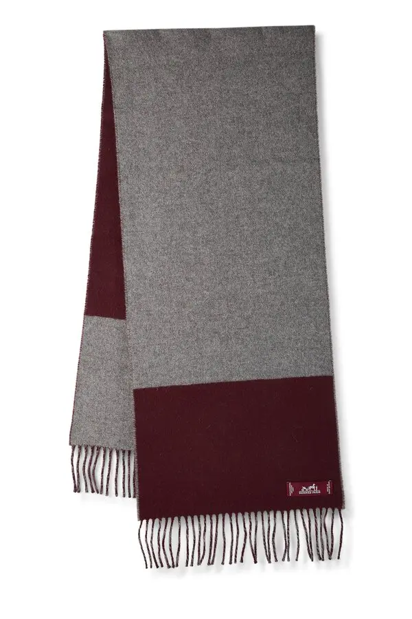 Hermès Grey & Cashmere Stole - Burgundy