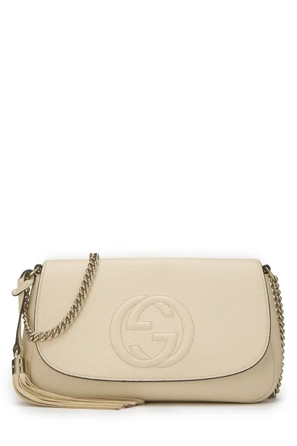 Gucci Grained Leather Soho Crossbody - White