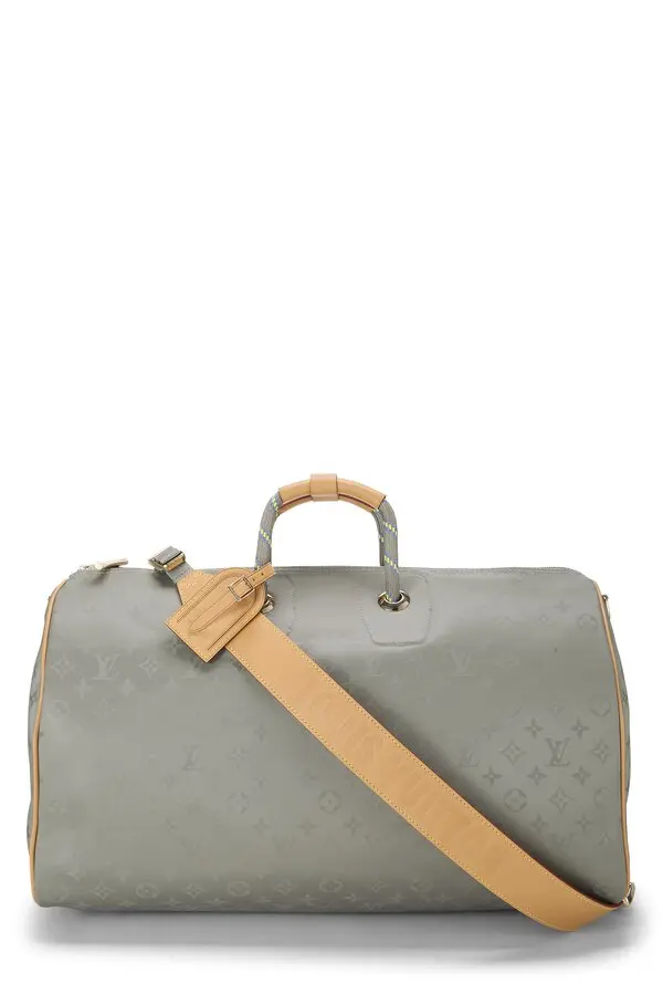 LOUIS VUITTON Monogram Titanium Keepall Bandouliere 50 - Grey