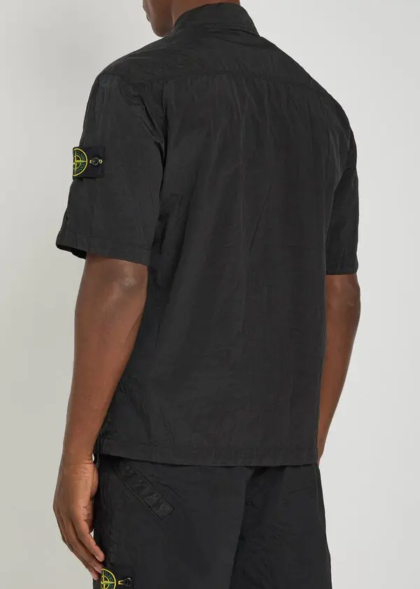 Stone Island Crinkled Nylon Overshirt - Black