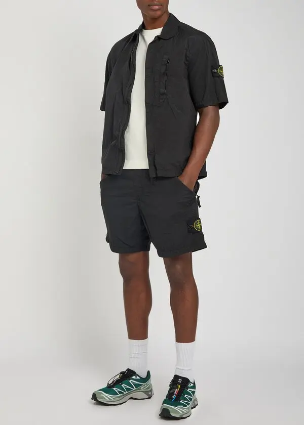 Stone Island Crinkled Nylon Overshirt - Black