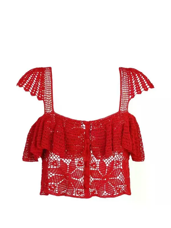 Carolina K Crochet-knit Ruffled Top - Red