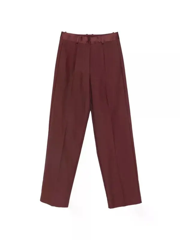 FORTE_FORTE Satin-waistband Pressed-crease Trousers - Red