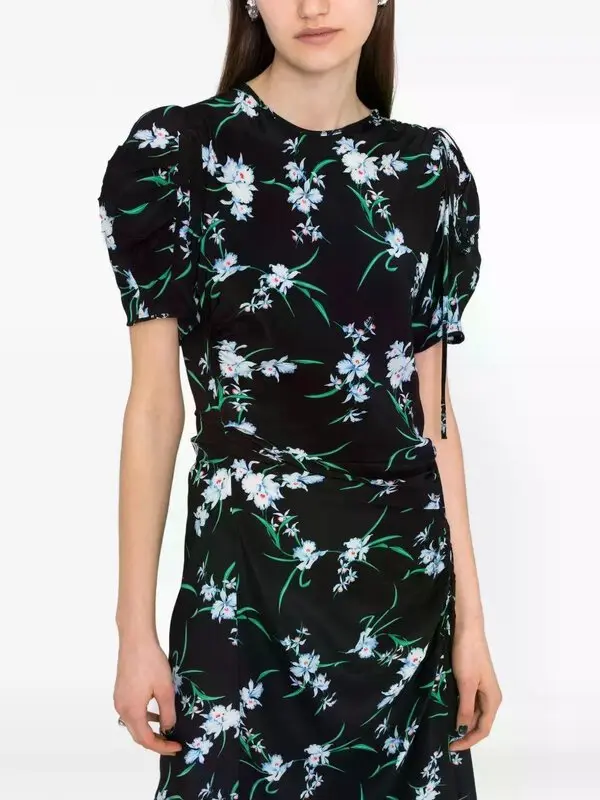 N°21 Floral-print Draped Dress - Black