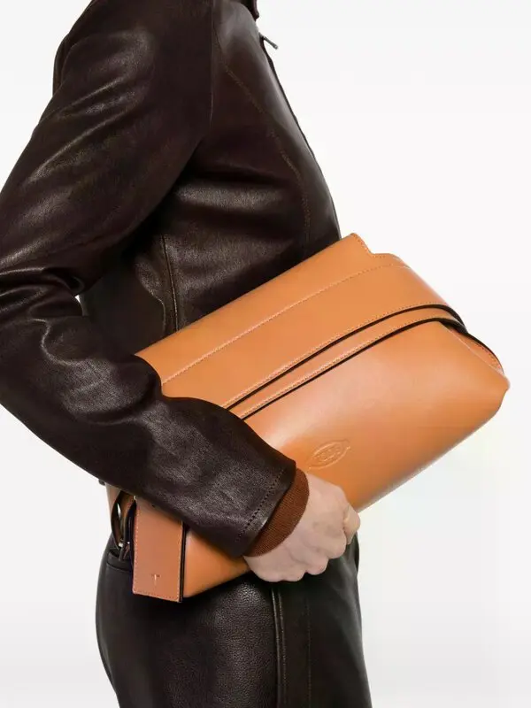 TOD'S Mini Leather Clutch - Neutrals