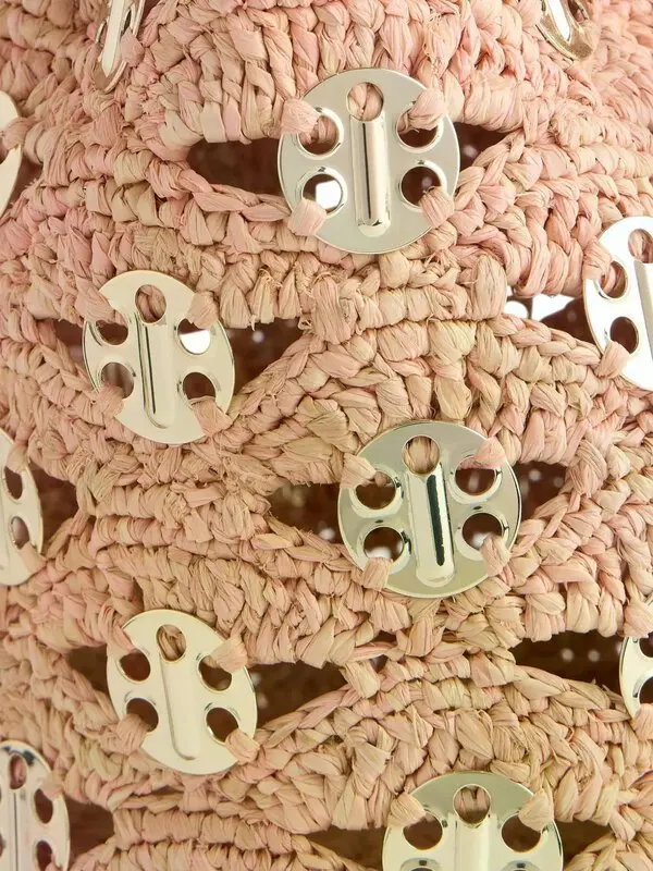 Rabanne Medium Crochet Disc Bucket Bag - Pink