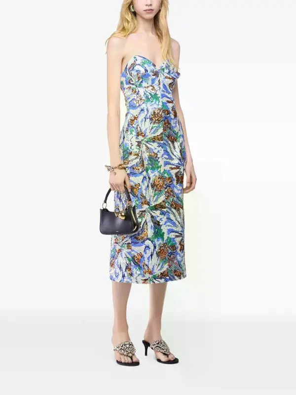 rabanne blue dress Navy long dress in lace and jersey  Rabanne