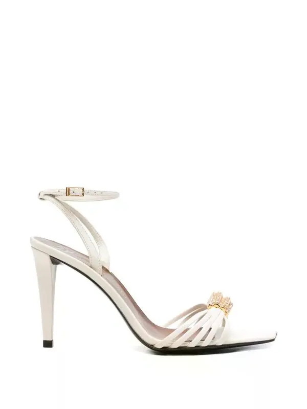 GIUSEPPE ZANOTTI Sunset Crystal-embellished Lambskin Sandals - Neutrals