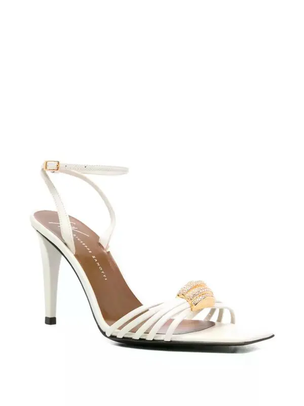GIUSEPPE ZANOTTI Sunset Crystal-embellished Lambskin Sandals - Neutrals