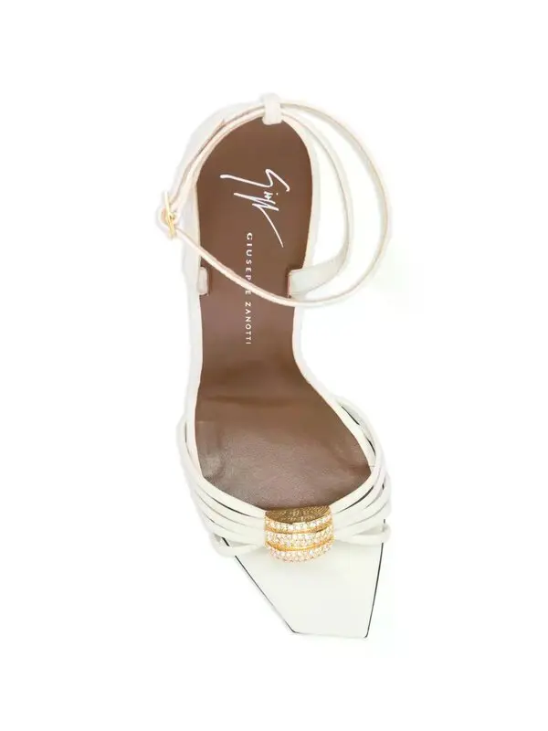 GIUSEPPE ZANOTTI Sunset Crystal-embellished Lambskin Sandals - Neutrals