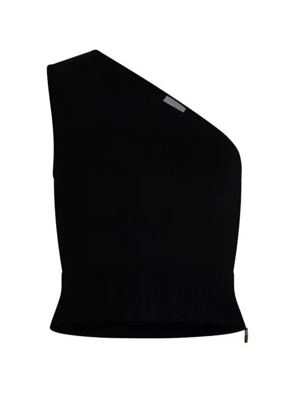 PATOU One-shoulder Ribbed Top - Black