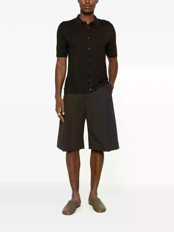 CENERE GB Ribbed Short-sleeves Shirt - Brown