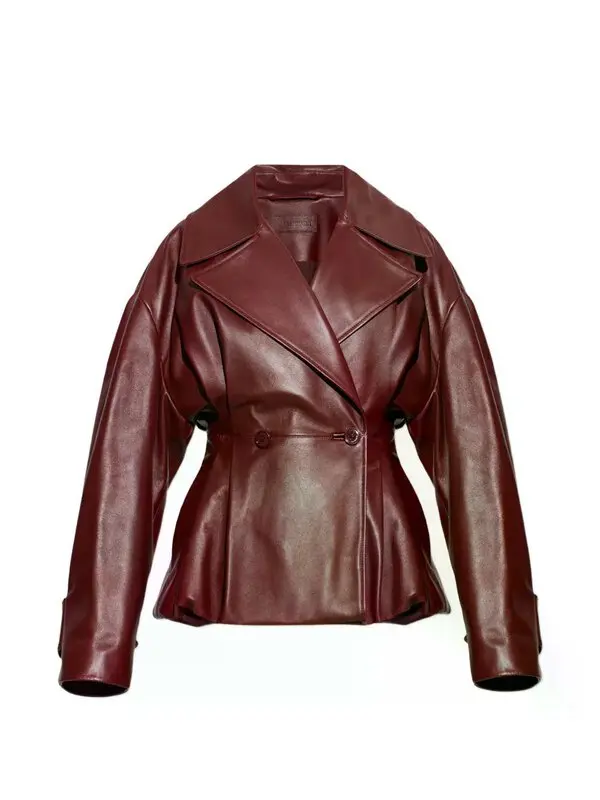 Balenciaga Folded Long-sleeve Leather Jacket
