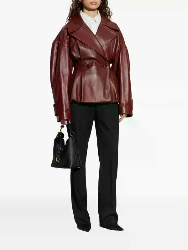 Balenciaga Folded Long-sleeve Leather Jacket
